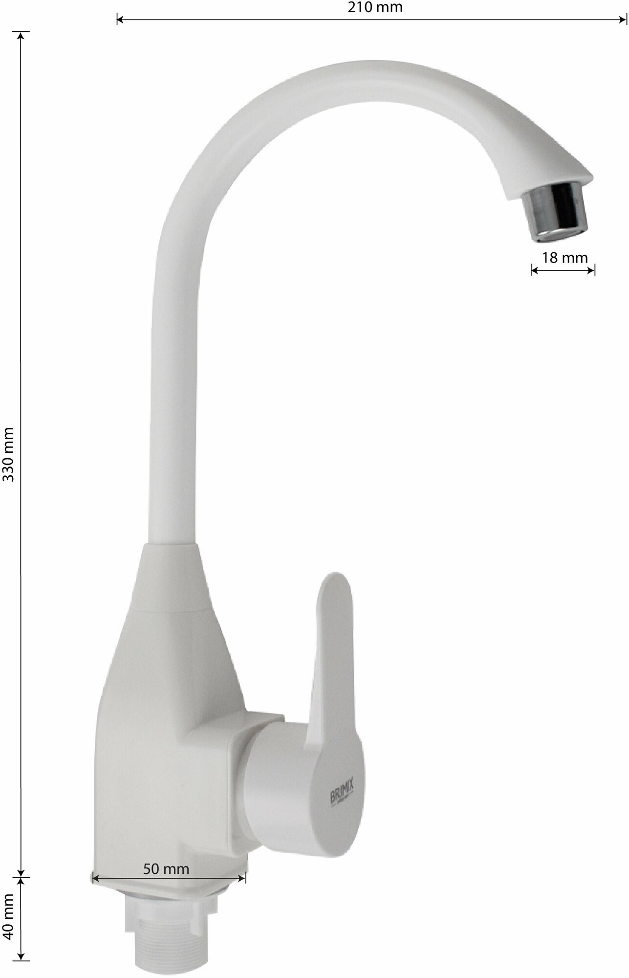 Смеситель для кухни BRIMIX из высокопрочного ABS пластика / Цвет белый / арт.591