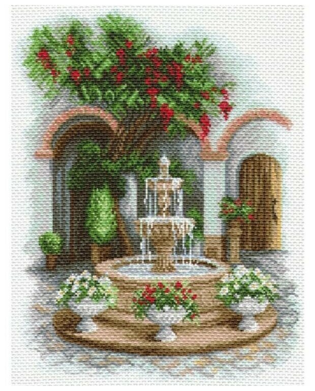 Рисунок на канве Матренин Посад "У прохладного фонтана", 37x49 см