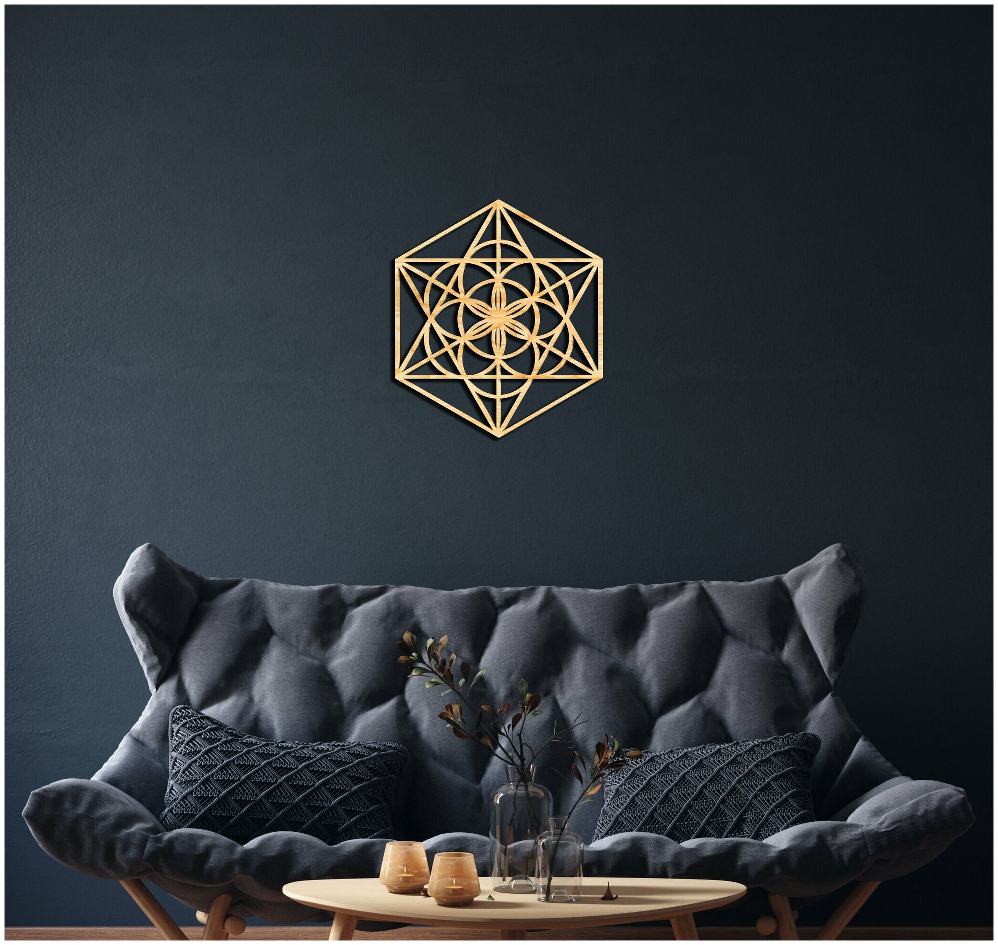 Панно "Семя жизни", декорация настенная из дерева (Сакральная геометрия, Древний символ, знак Творения и Созидания)