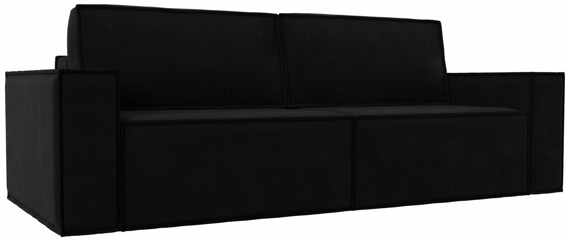 Диван прямой Куба, микровельвет, механизм еврокнижка, черный, 245x116x92см. Хит Диванов