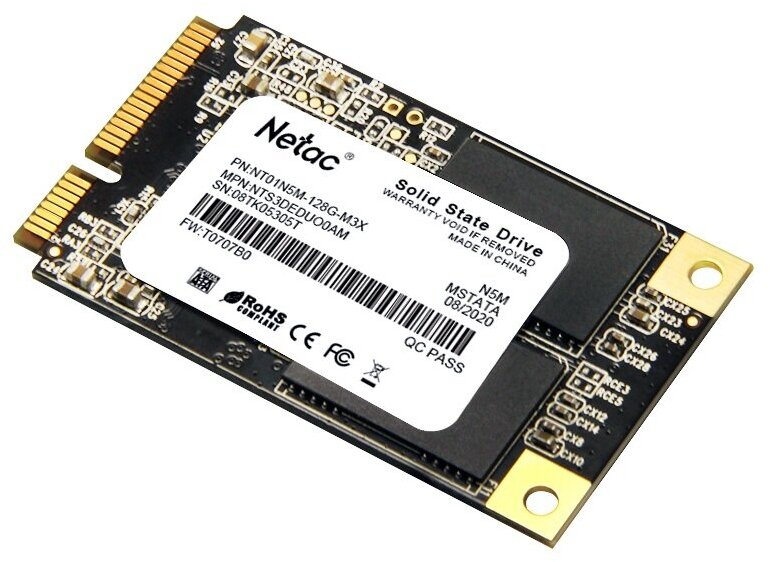 Твердотельный накопитель SSD mSATA Netac 128Gb N5M Series Retail (SATA3, up to 510/440MBs, 3D TLC)