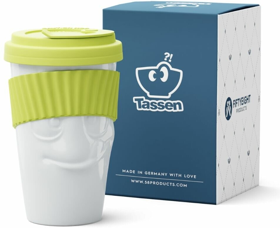 Кружка для кофе с собой, Tassen 400 мл с силиконовой крышкой и защитным ободком