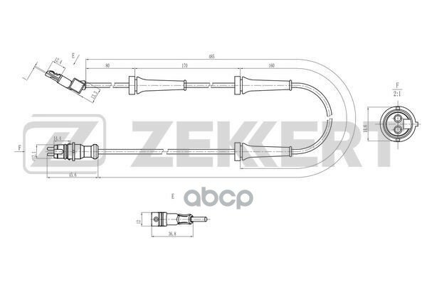 Датчик ABS Передний Renault Megane II 02- Scenic II 03- Grand Scenic II 04- Zekkert арт. se-6200