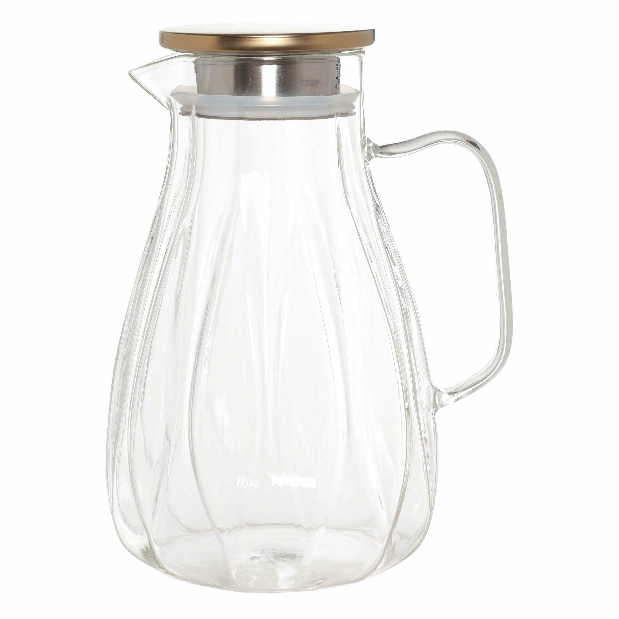 Кувшин Kuchenland, 2 л, с крышкой-фильтром, стекло Б/сталь, Ledge