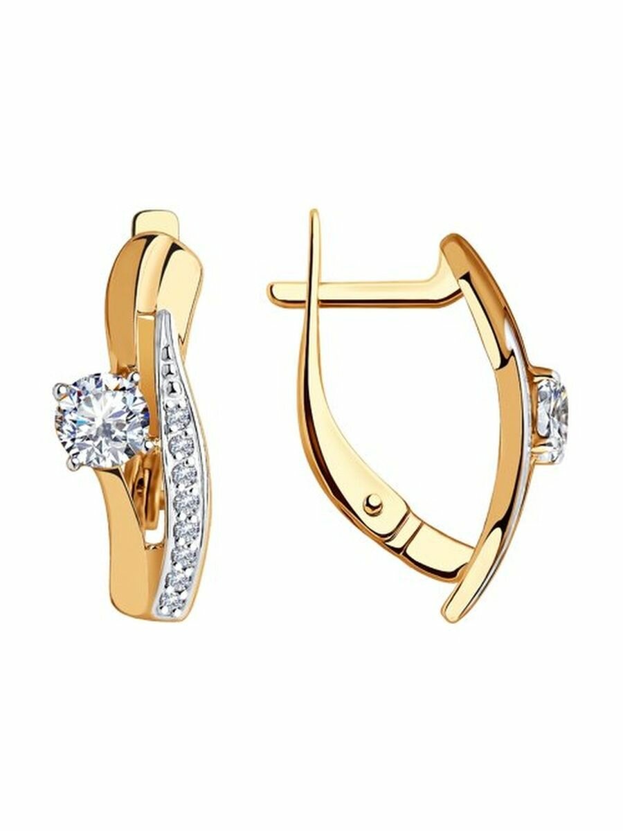 Серьги, красное золото, 375 проба, фианит