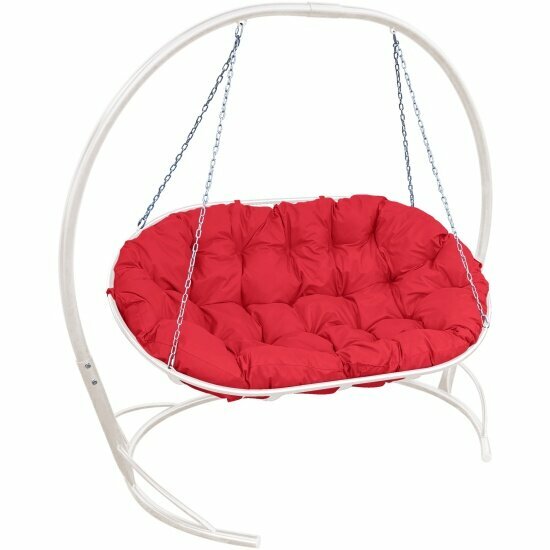 Диван садовый M-group мамасан подвесной белое, красная подушка