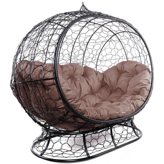 Диван M-group Улей на ножках в ротанге черное + коричнева подушка