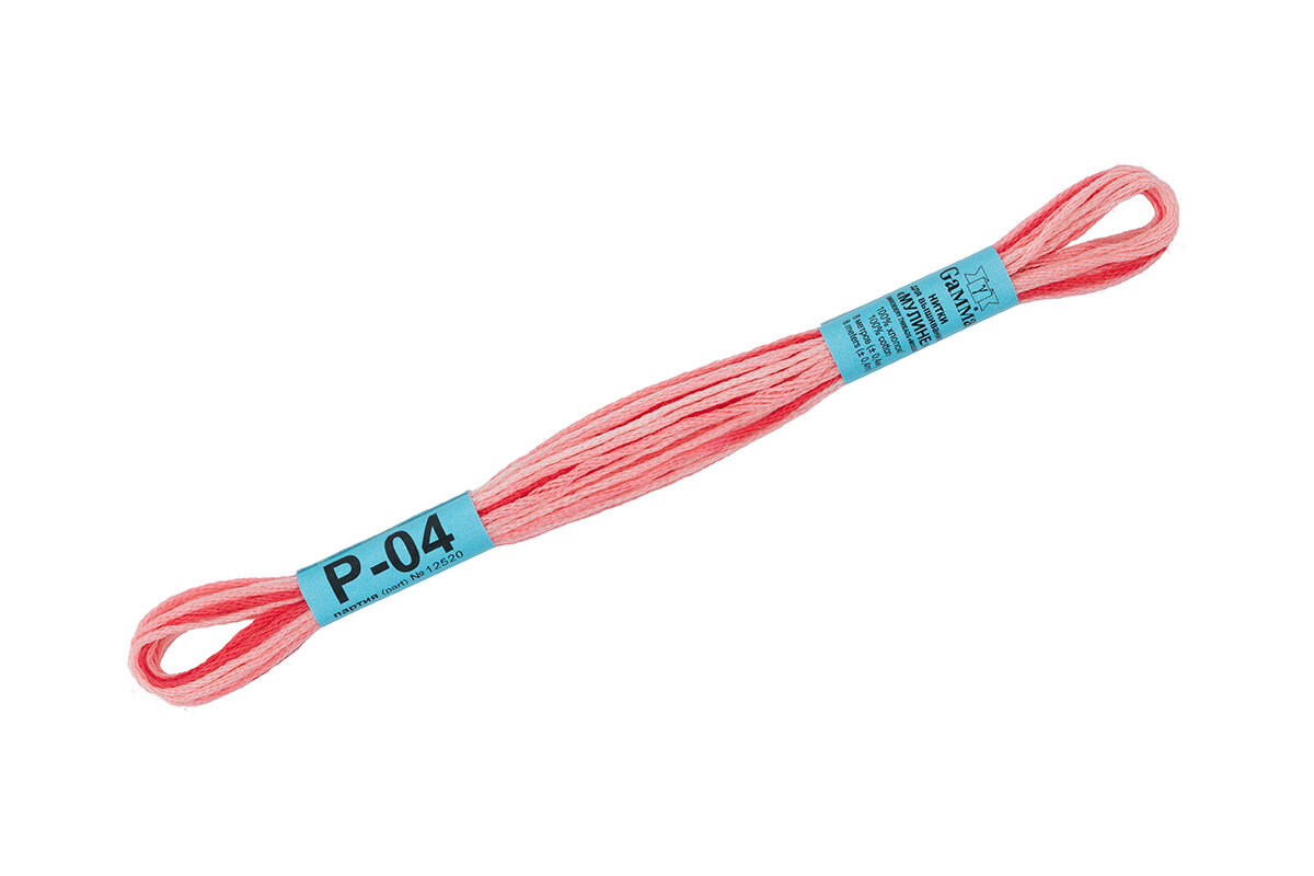 Мулине "Gamma" меланж 100% хлопок 8 м P-04 морковный-розовый