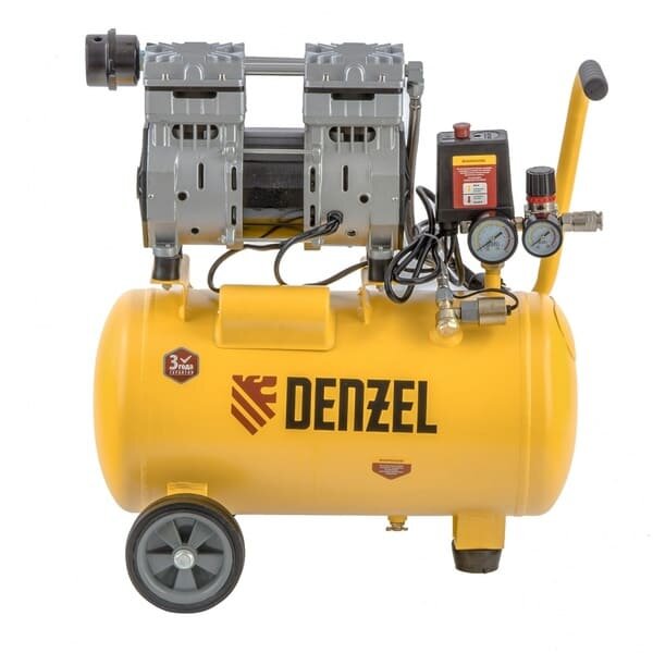 Компрессор DENZEL (950 Вт, 165 л/мин 8 бар, безмасляный, малошумный, DLS950/24)