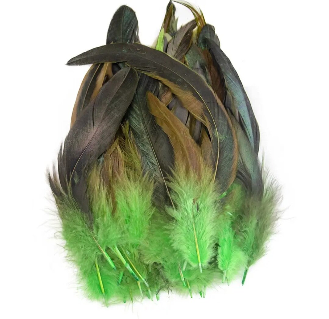Перья фазана для рукоделия. Изумрудный