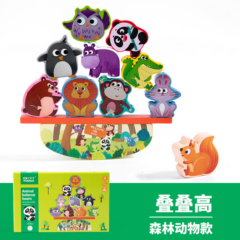 Деревянная игрушка-башня с лесными животными для обучения, образовательная игра из натурального дерева