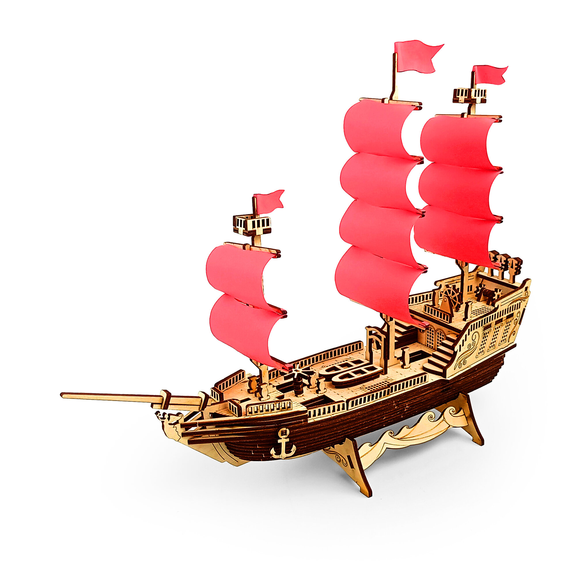 Деревянный конструктор, сборная модель парусного корабля - ассоль