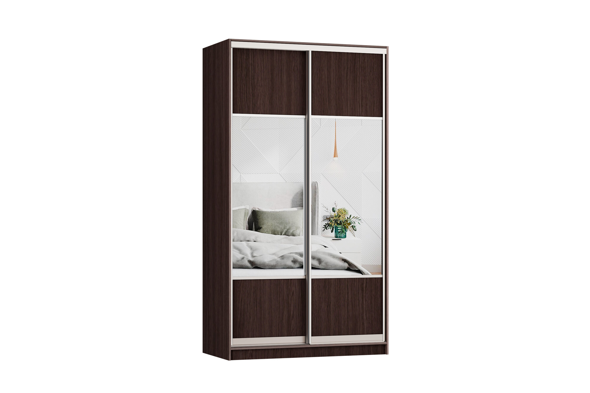 Шкаф-купе с зеркалом Марвин 2 80-45-240 венге профиль серебро наполнение платье
