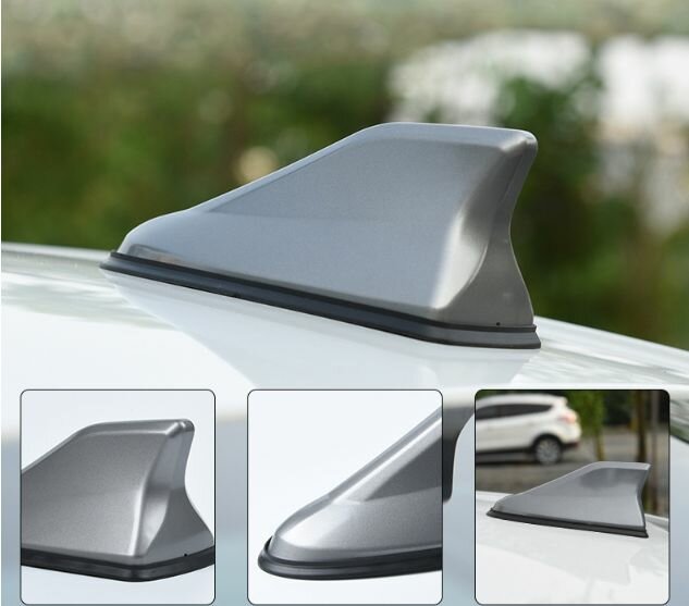 Антенна акулий плавник на крышу автомобиля цвет Серый с резинкой