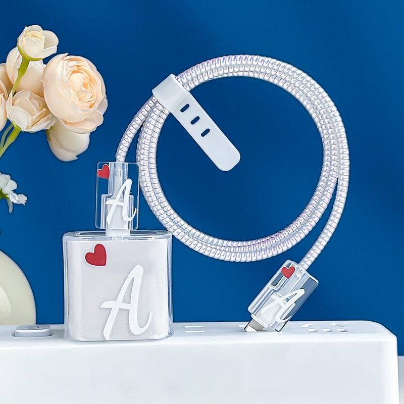 Защитный чехол для зарядного устройства, для Apple, с кусачками для проволоки, белый с красным сердечком