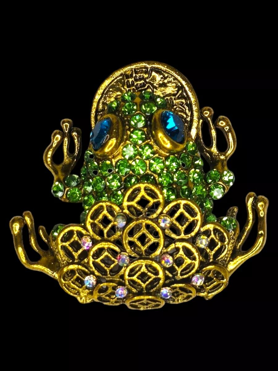 Жаба с монетой Магнит фигурка сувенирная