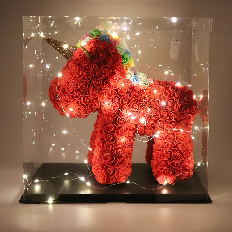 Стабилизированный цветок "Единорог" 007, романтический красный, высота 40 см