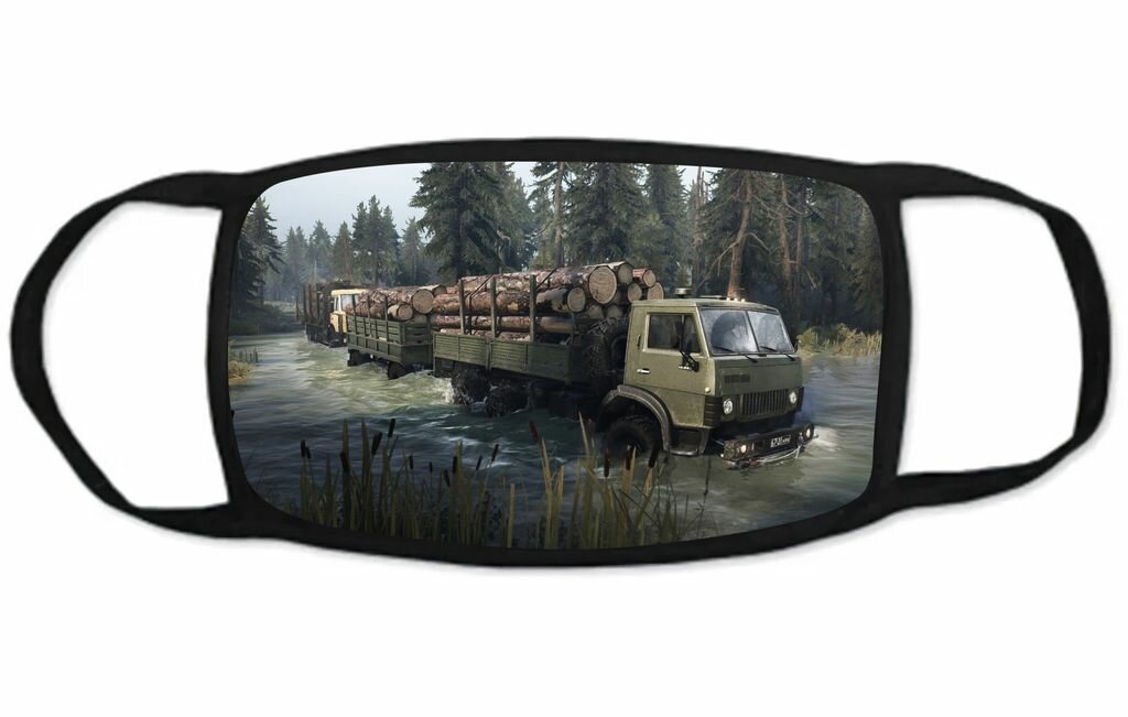 Маска защитная тканевая на лицо Spintires, Спинтайрес №1, Детская - 18 на 10 см