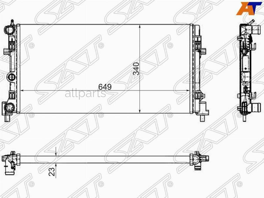 SAT SG-VW0007-1-R Радиатор Skoda Rapid 12- / Volkswagen Polo 09-22 / Audi A1 10-18 / Jetta VA3 19- / SEAT Ibiza 08- /
