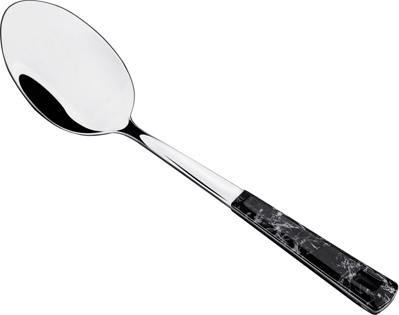 Ложка большая кулинарная стальная длинная для смешивания гарнира, риса, макарон, супа функциональная Linea MARMO BIANCO