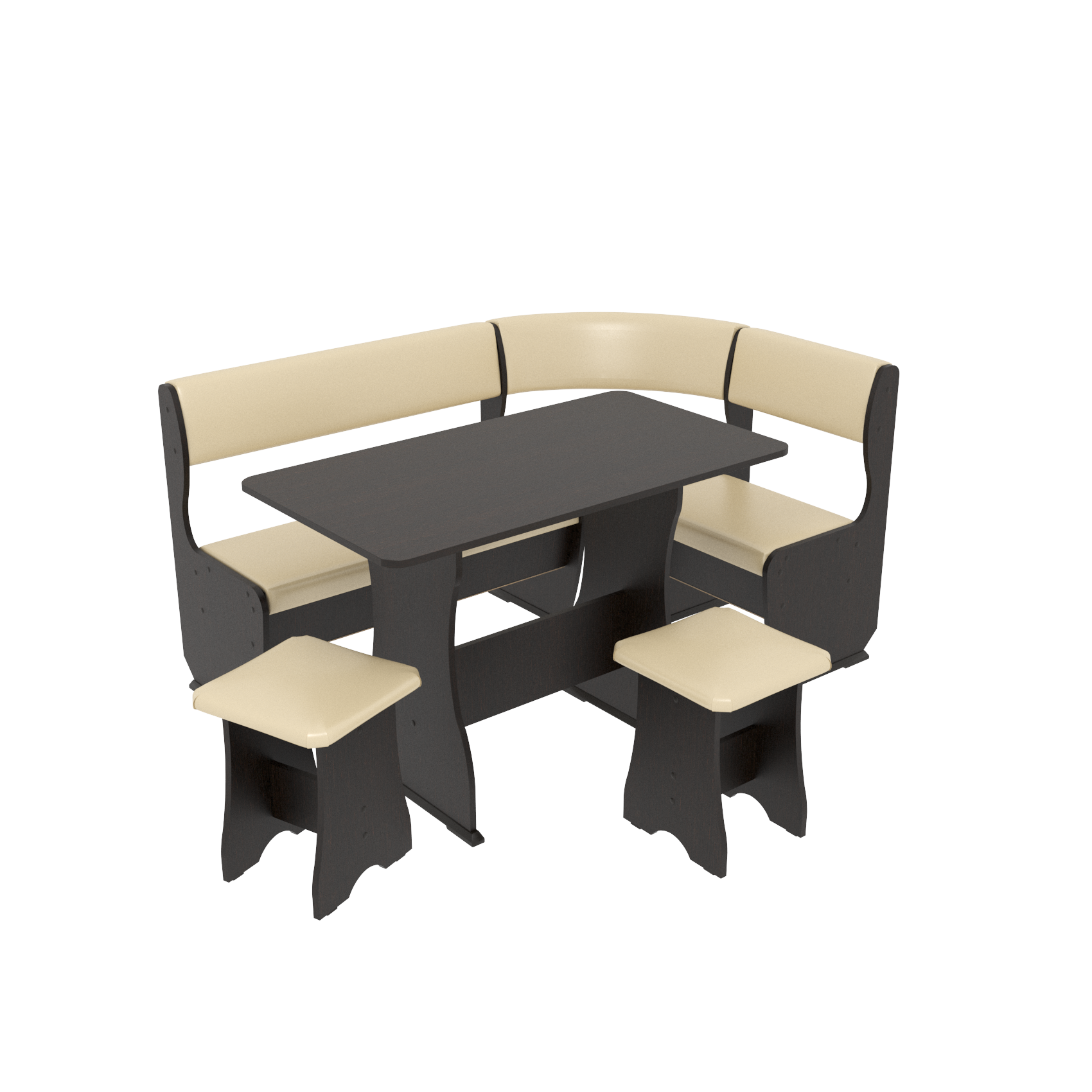 Кухонный уголок мягкий (1550х850х1050 мм), цвет венге/бежевый