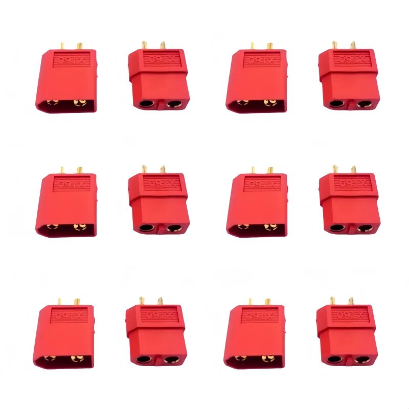 XT60 разъёмы, 6 пар, пластик, желтый, красный, синий, черный Красный, 6pairs XT60 red