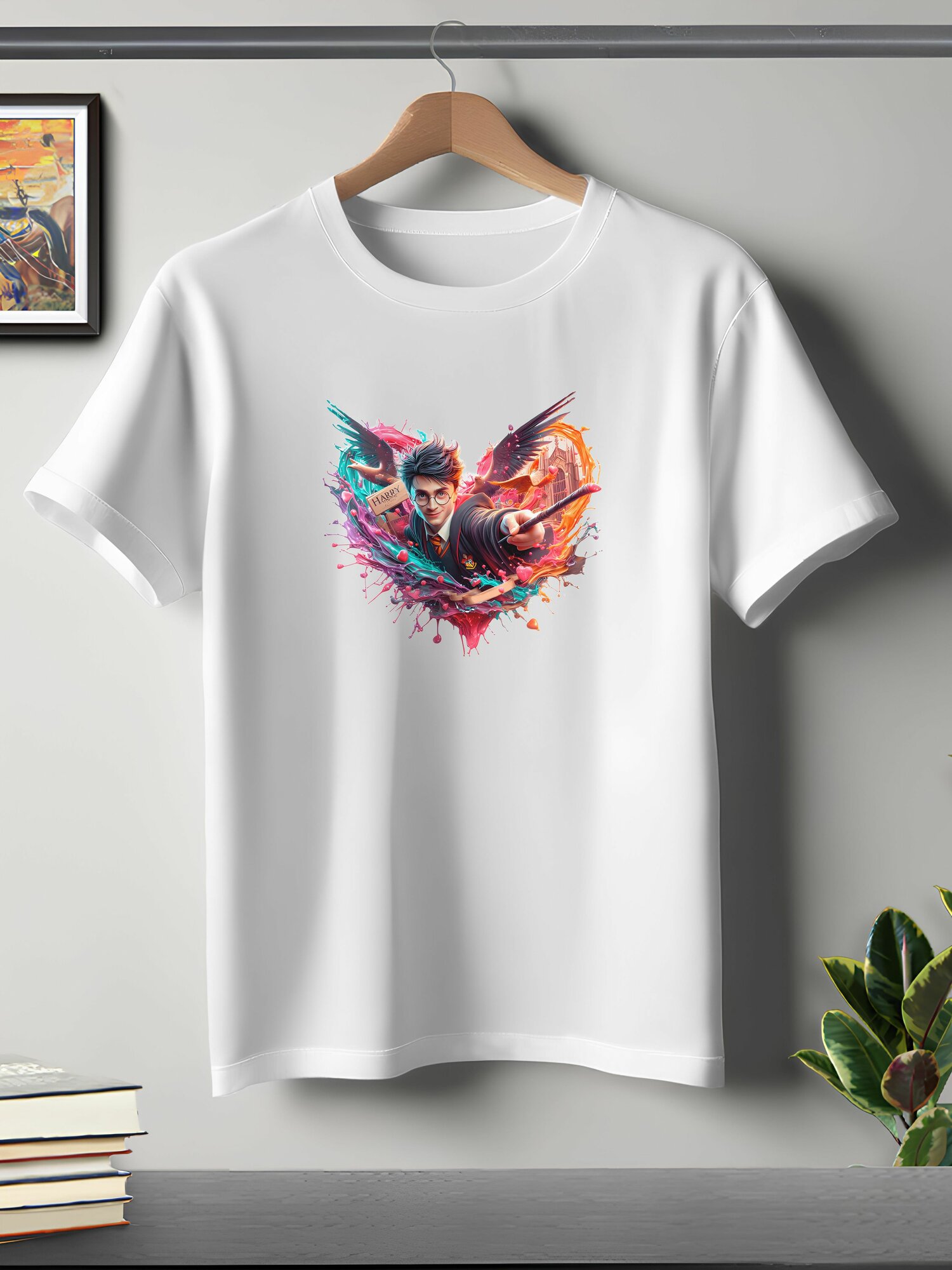 Футболка  Детская ONEQ 134 (9-10) размер с принтом Гарри Поттер, белая