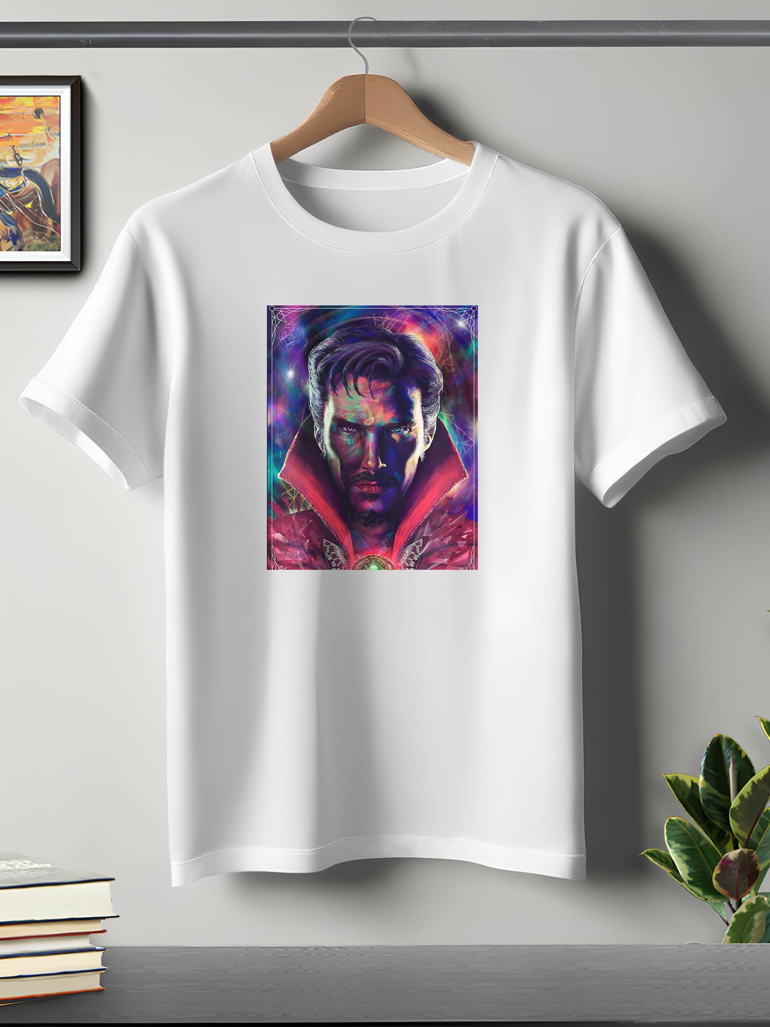 Футболка ONEQ унисекс 44-46 (S) размер с принтом Доктор Стрейнж, белая