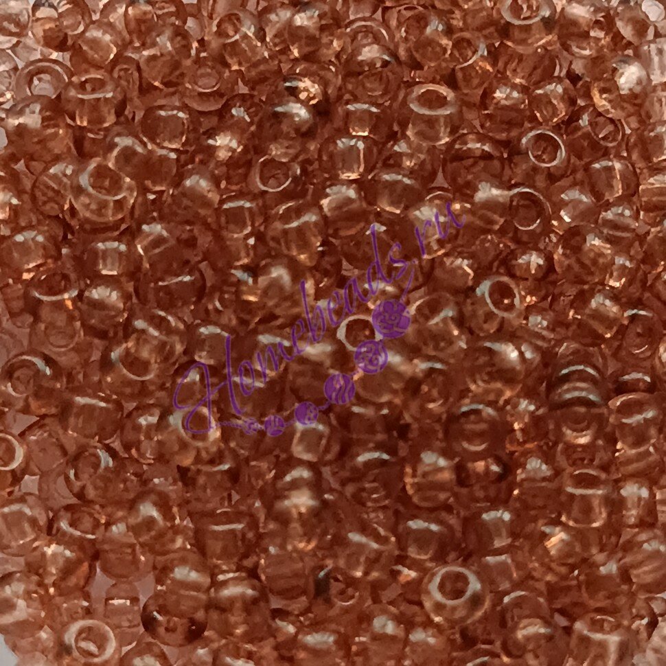 Бисер Чехия Preciosa, 01612, стекло, прозрачный пастельных тонов, круглое отверстие, 10/0, 50 г, коричневый
