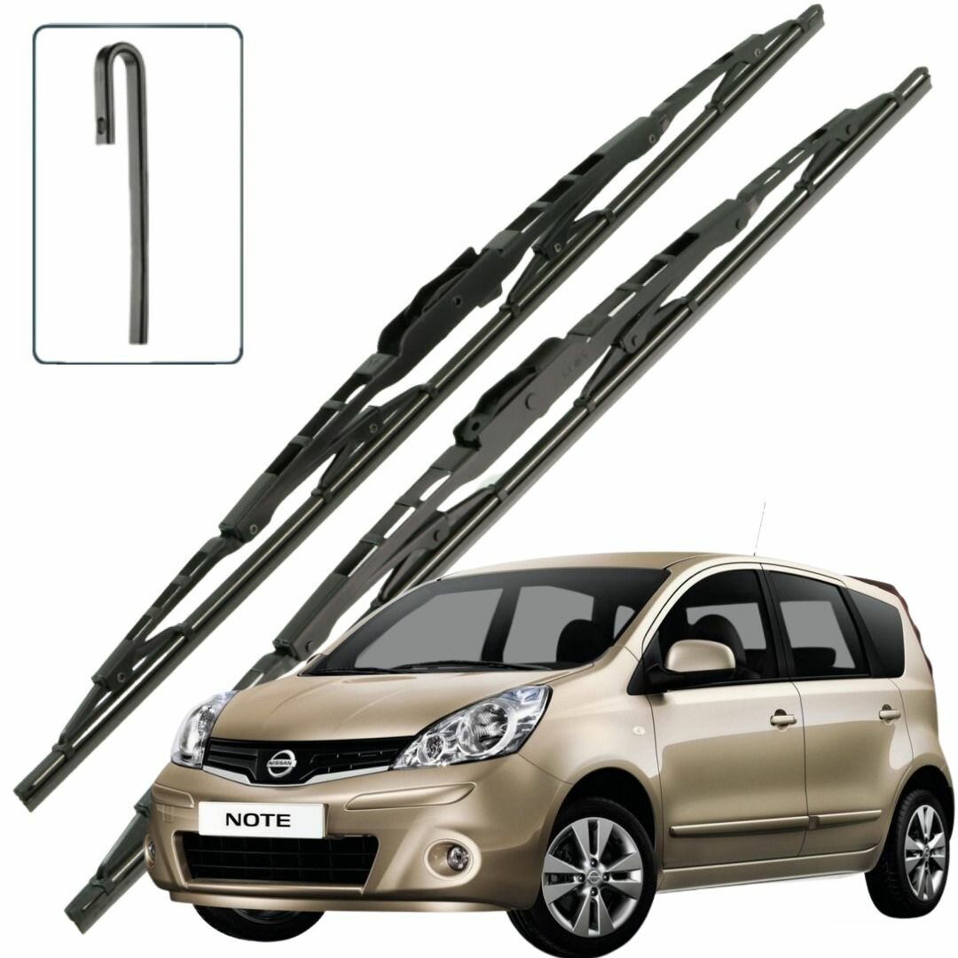 Дворники Nissan Note (1) E11 Ниссан Ноут Е11 хэтчбек 5 дв. рест. 2008 2009 2010 2011 2012 2013 Щетки стеклоочистителя каркасные для автомобиля 600мм-350мм к-т 2шт.