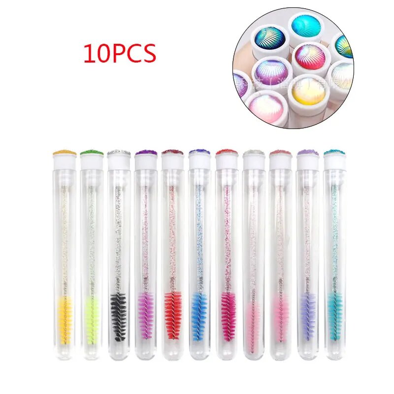 Набор из 10 штук многоразовых щеток FUNMIX для наращивания ресниц 10pcs 10Colors
