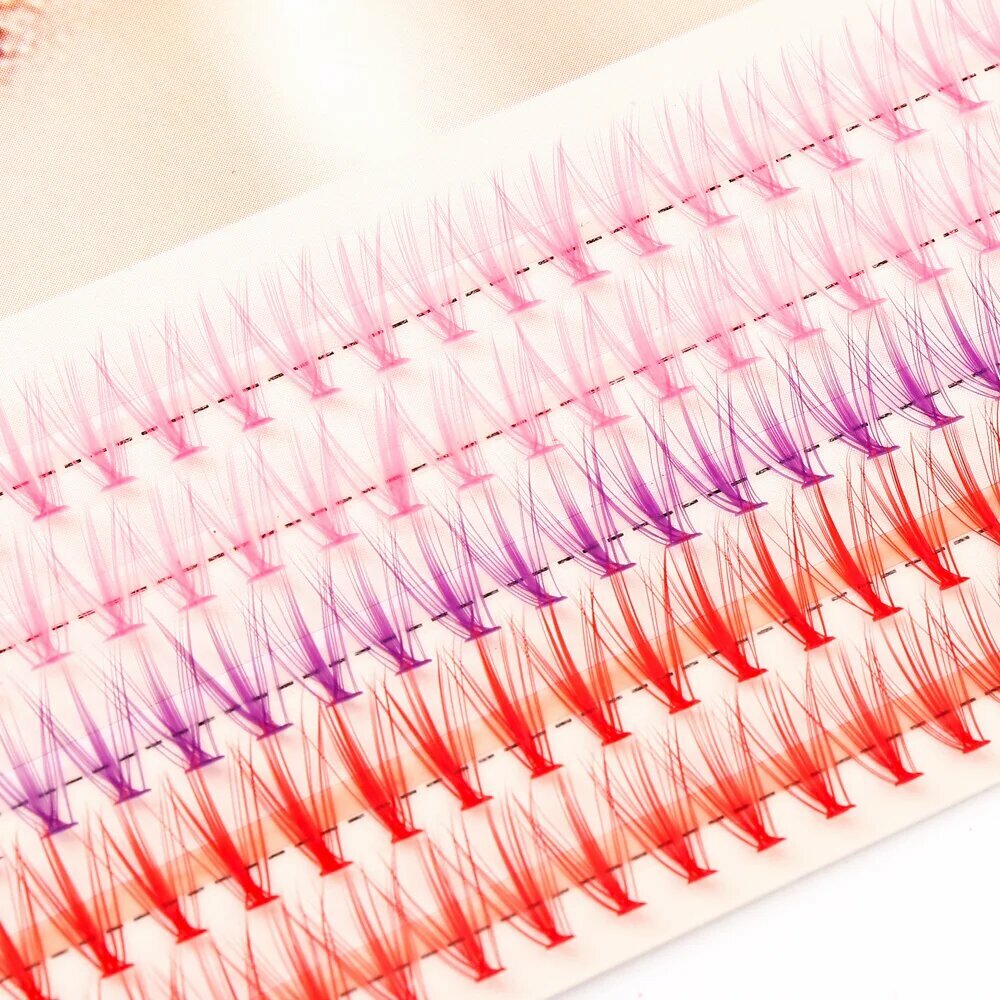 Синий, розовый, фиолетовый, зеленый, смешанные цветные ресницы, наращивание ресниц, 9 мм, 5W-MIX-05