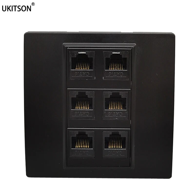 UKITSON Черная настенная панель RJ45 6 портов CAT6