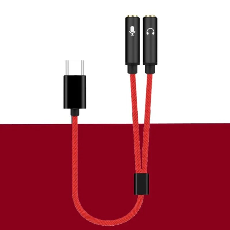 USB Type-C к 3,5 мм Звуковая карта Красный