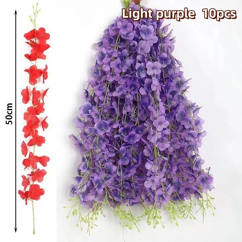 Искусственные цветы глицинии 12 штук Фиолетовый, Light purple