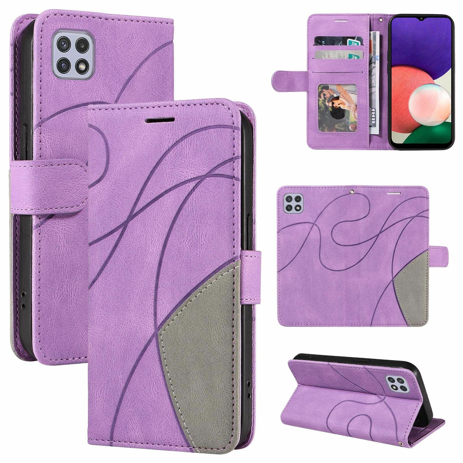 YIKATU Чехол Книжка Для Samsung Galaxy A22s A22 5G (Самсунг Гэлакси A22 A22s 5 Джи) Магнитной Застежкой Хлятиком И Отделением Под Карты Кожаный