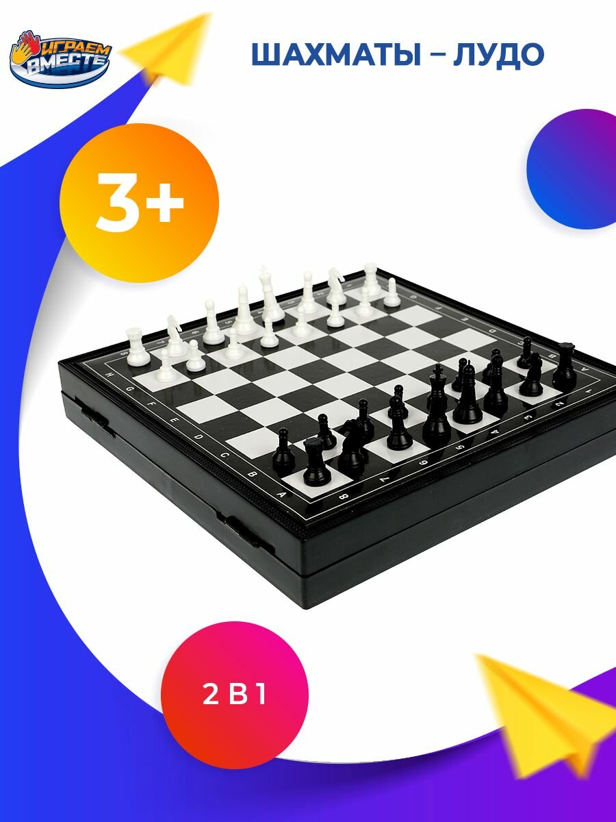 Магнитные шахматы + лудо для детей Играем вместе / Настольная игра набор 2 в 1