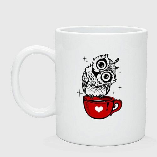 Сова на кружке с сердечком Керамическая кружка