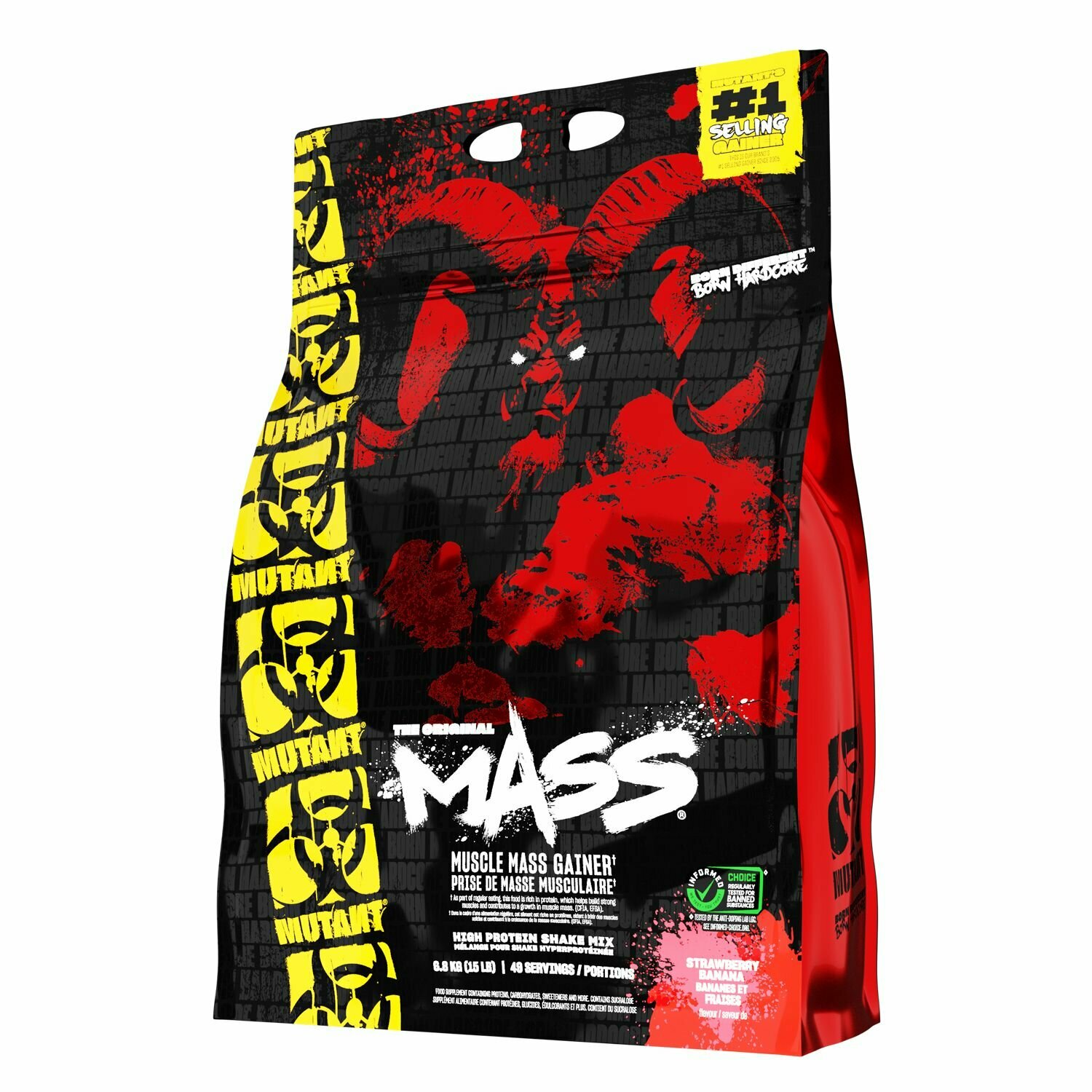 Гейнер для набора массы Мутант Масс 15 фунтовКлубника-Банан / Mutant Mass 15 lb Strawberry Banana