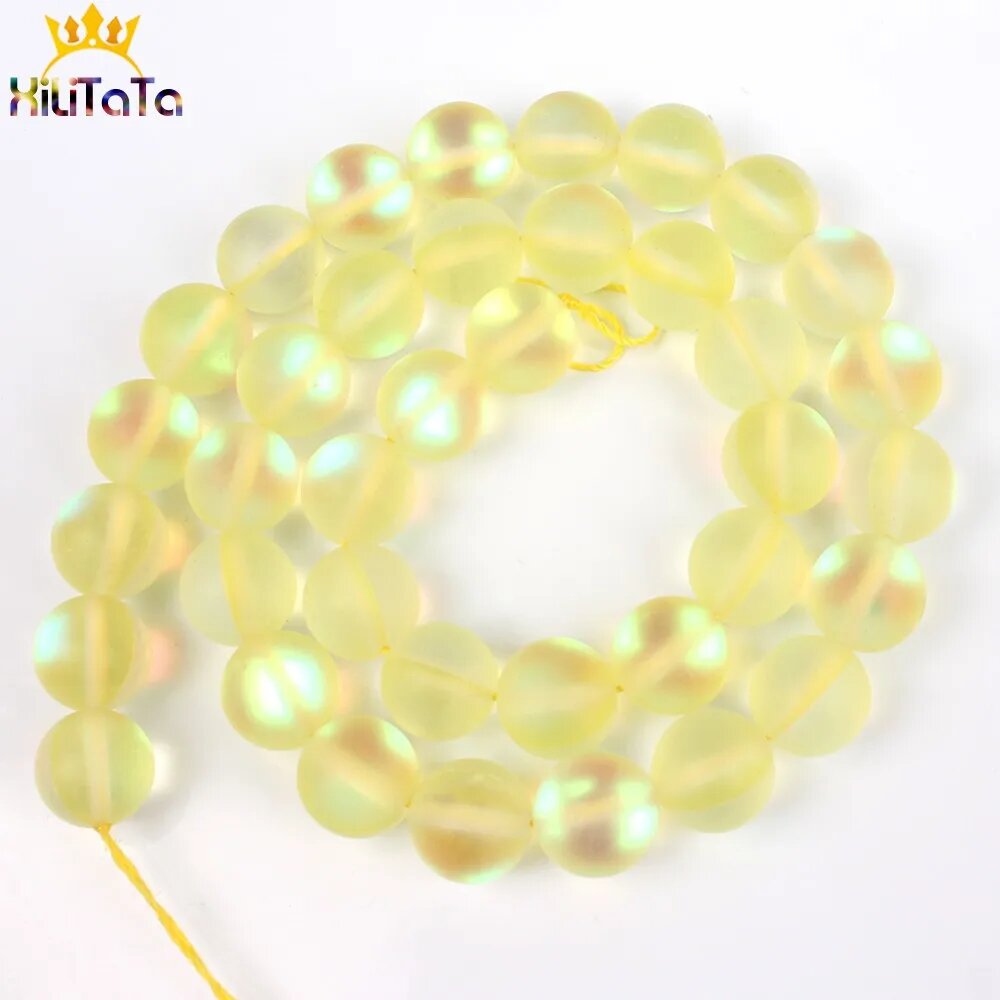 Бусины Xilitata кристаллы лунный камень 15 дюймов Светло-желтый, 12mm (approx 28pcs), Matte Yellow