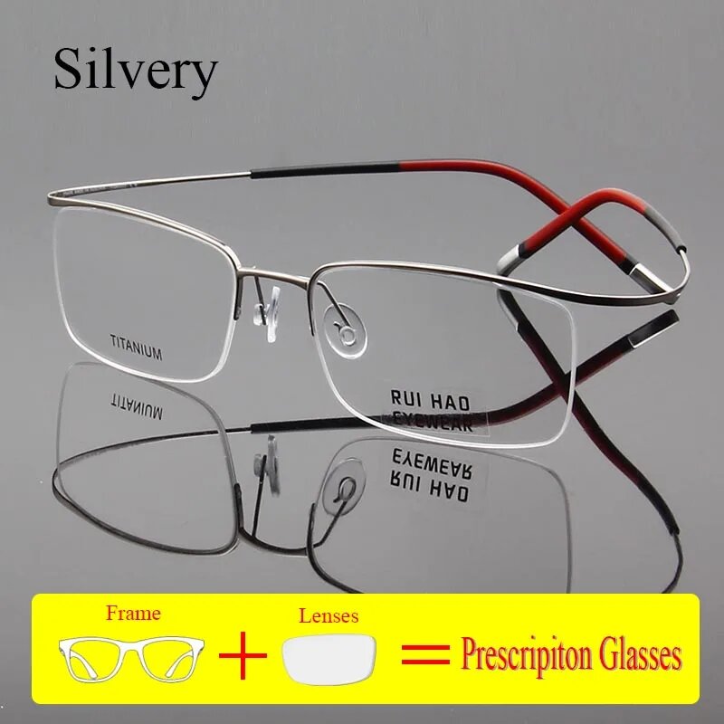 Очки RUI HAO EYEWEAR 5296 из титана с линзами по рецепту silvery, 1.67, Единая версия, Нет
