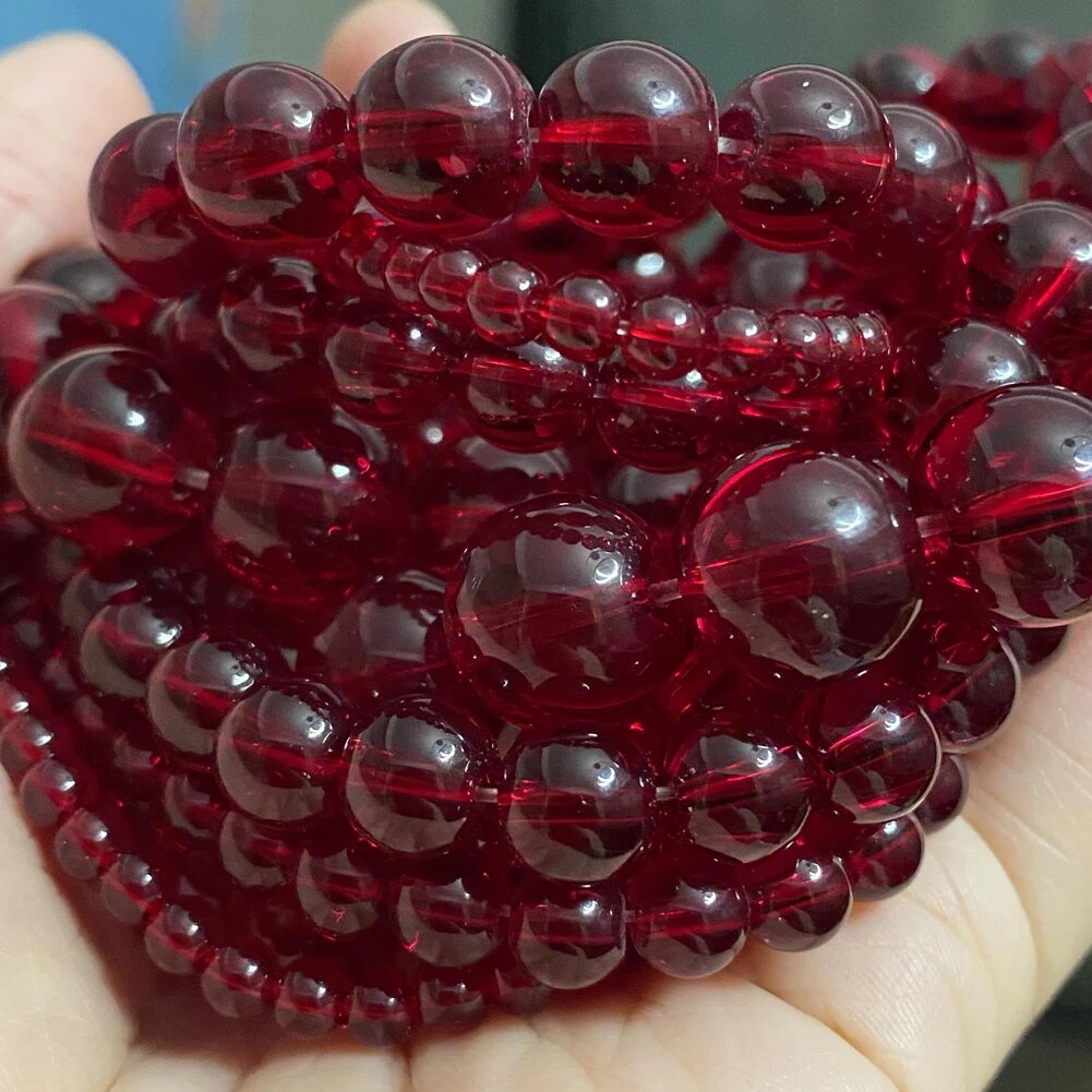 Круглые бусины из красного нефрита 6-12 мм Бордовый, 10mm Approx 37pcs, Garnet Red Glass
