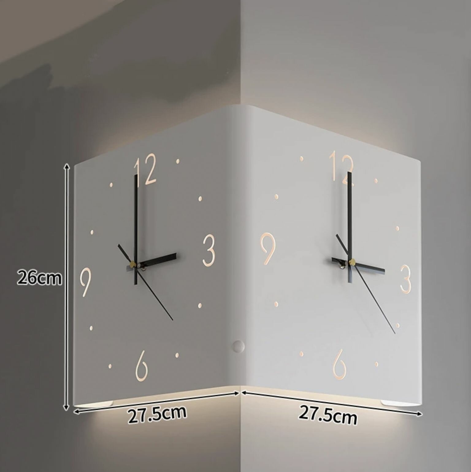 Настенные часы для гостиной креативные изогнутые угловые часы двухсторонние угловые часы