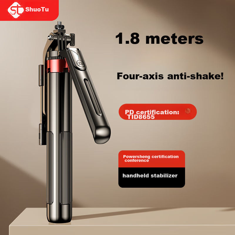 Shuotu Selfie Stick Tripod Gimbal Stabilizer Handheld Photography Anti-Shake Live Streaming Device 360-Degree Rotation Compatible with Huawei And Xiaomi Phones Universal Bluetooth Remote Control for TikTok Filming