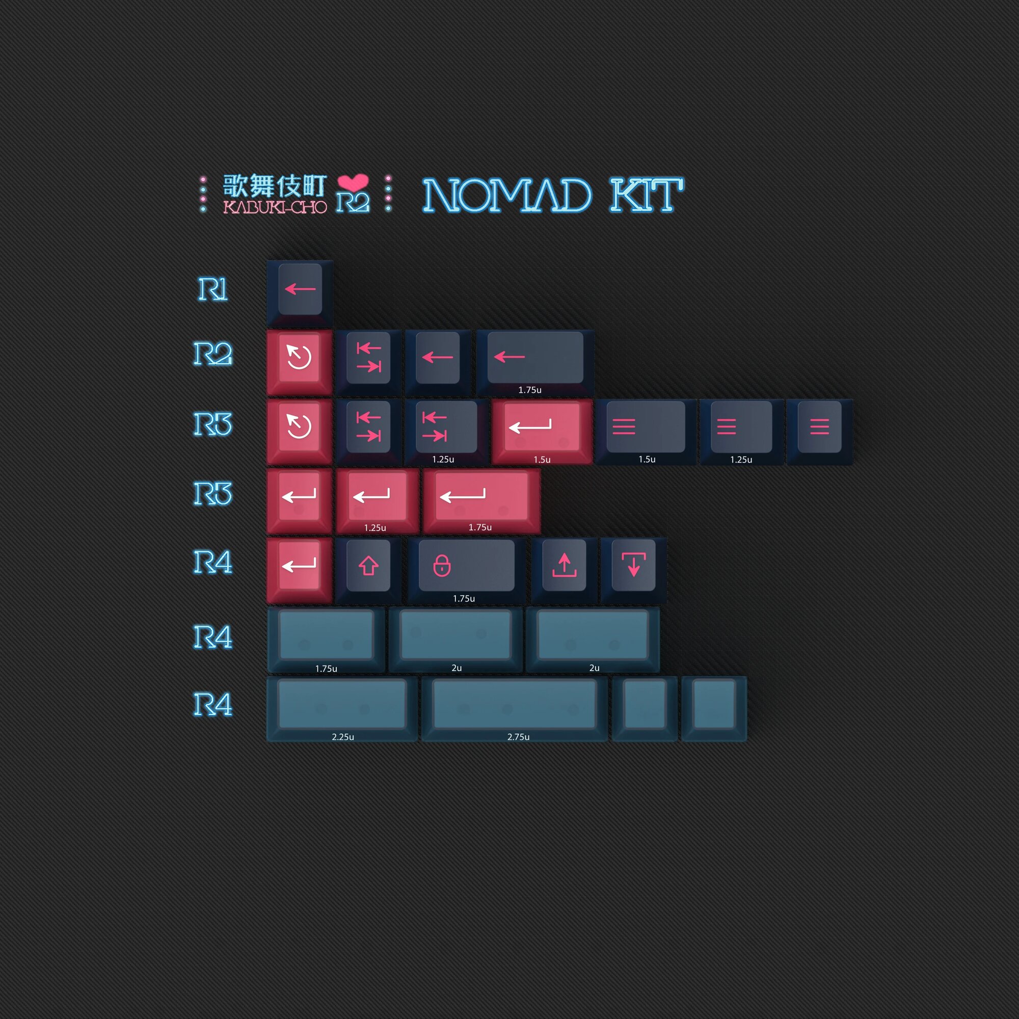 Комплект клавиш KBDfans KABUKI-CHO R2, Цвет: 40s