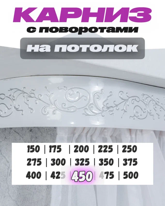 Гардина на потолок 450 см составная цвета белого твоя зона комфорта