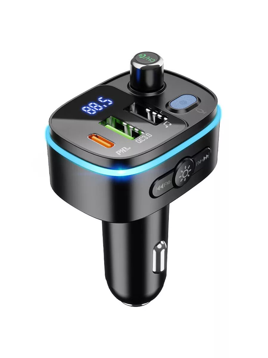 FM-трансмиттер HOCO E62 2USB+Type-C microSD bluetooth 5.0 черный