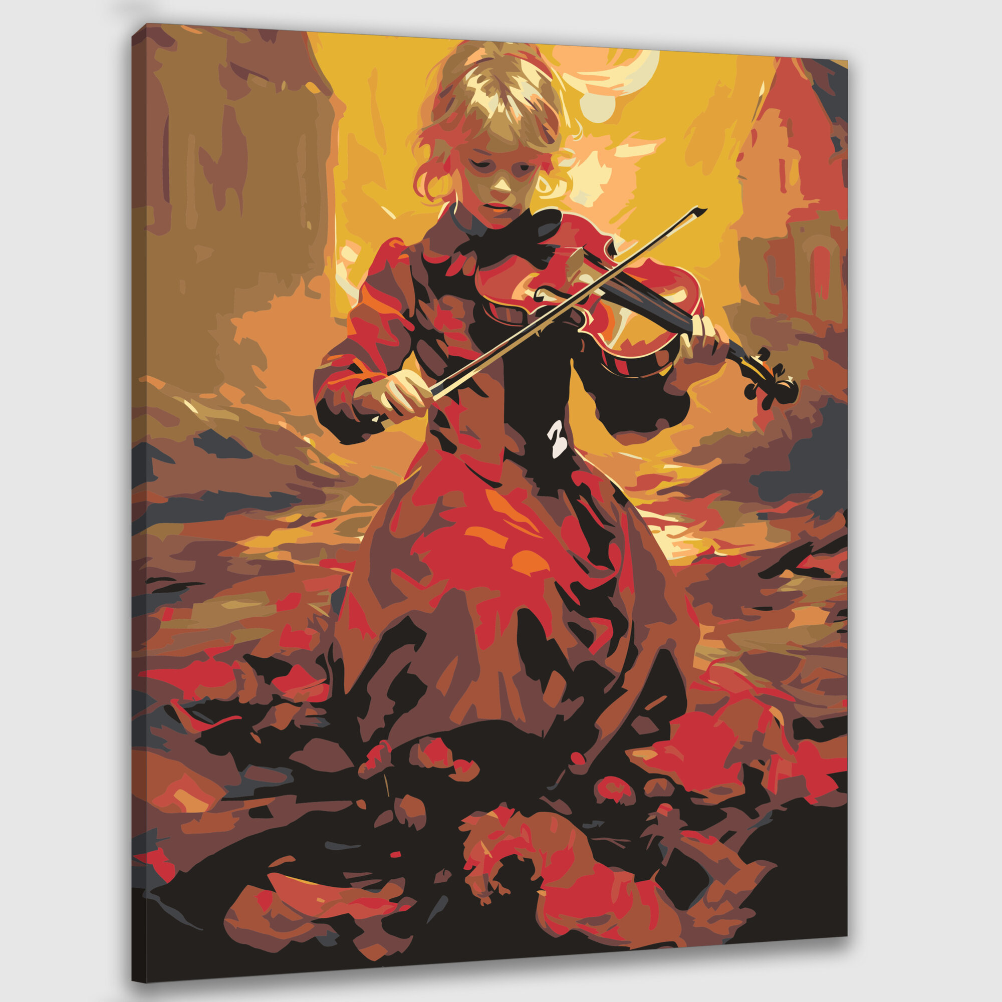 Картина по номерам 40x50 см, молодая девушка, скрипка, интенсивная сосредоточенн, эмоции, легкие пальцы, музыка