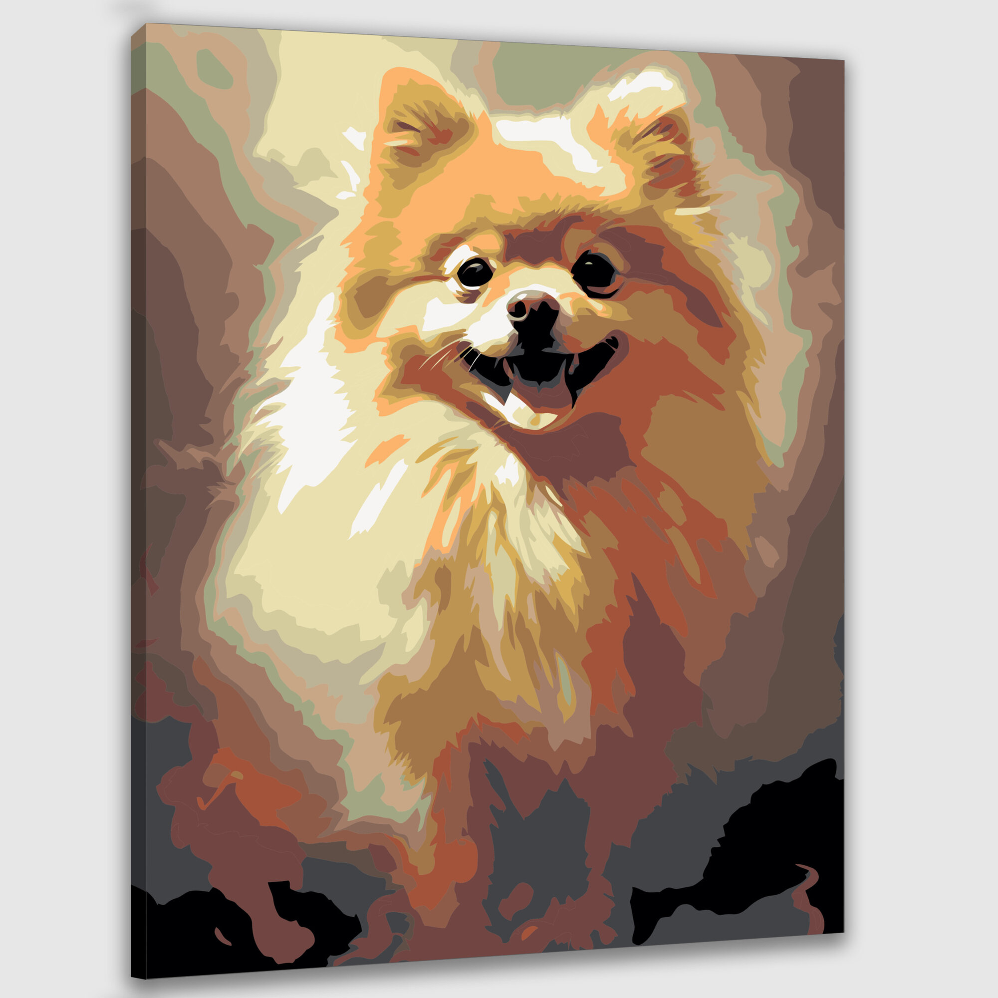 Картина по номерам 40x50 см, шпиц, мех, золотистый, роскошный, элегантность, грация, поза, голова, выражение, лицо