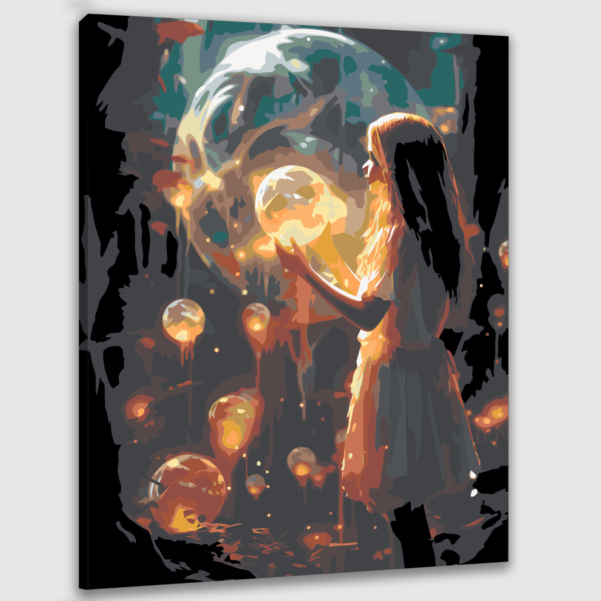 Картина по номерам 40x50 см, цифровая картина, мистическая лесная сцена, молодая девушка, светящийся шар